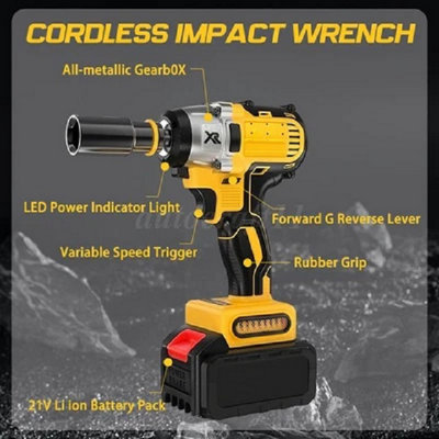 2-Battery Cordless Impact Wrench & Drill Bit Set for Car Repair