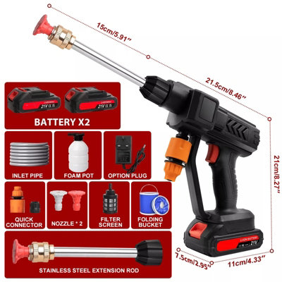 2 Battery Portable Cordless Car High Pressure Washer Jet Water Wash ...