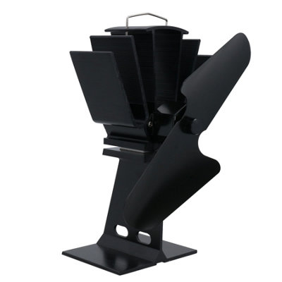 2 Blade Stove Fan Black Heat Powered Fan for Wood / Log Burners or ...
