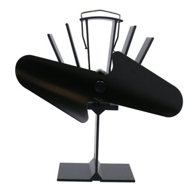 2 Blade Stove Fan Black Heat Powered Fan for Wood / Log Burners or ...