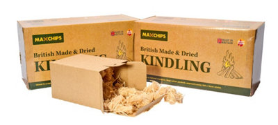 2 Box of Maxchips Kindling Wood, Kiln Dried and 1 Box of Firelighters ...