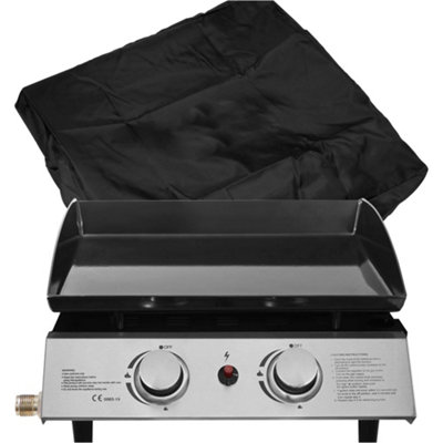 2 Burner Portable Flat Top Plancha Grill & Cover Set - Stainless Steel ...