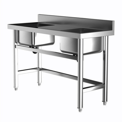 2 Compartment Commercial Floorstanding Stainless Steel Kitchen Sink ...