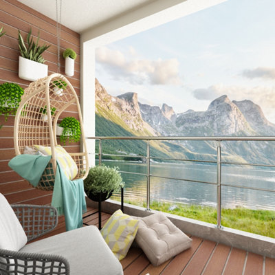 2 Crossbars Silver Floor Mount Stainless Steel Stair Railing Handrail ...