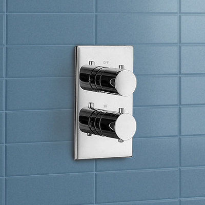 2 Dial 1 Way Thermostatic Mixer Valve with Rainfall Shower Head