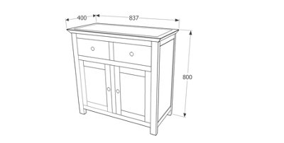 2 door, 2 drawer sideboard, Grey with stone top insert