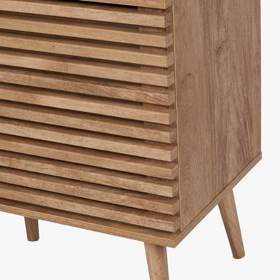2 Door 2 Drawer Wooden Sideboard Natural Eucalyptus TV Unit Long Scandi Side Storage Cabinet For