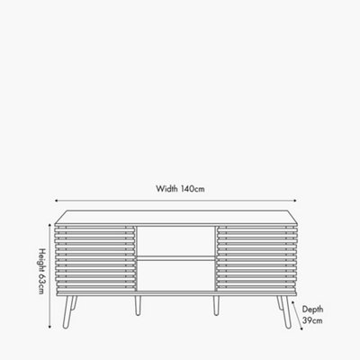 2 Door 2 Drawer Wooden Sideboard Natural Eucalyptus TV Unit Long Scandi ...