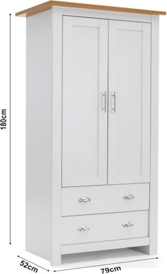 2 Door Bedroom Wardrobe with Hanging Rail, Shelves & Drawers Space ...