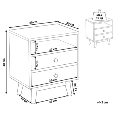 2 Drawer Bedside Table FARGO Light Brown