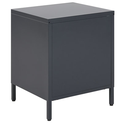 2 Drawer Bedside Table MALAVI Metal Graphite Grey