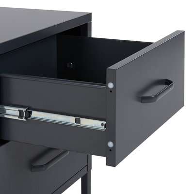 2 Drawer Bedside Table MALAVI Metal Graphite Grey