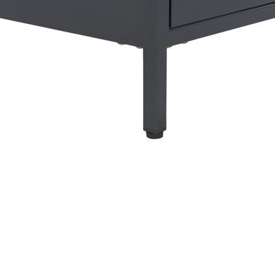 2 Drawer Bedside Table MALAVI Metal Graphite Grey