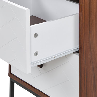 2 Drawer Bedside Table NUEVA Dark Brown/ White