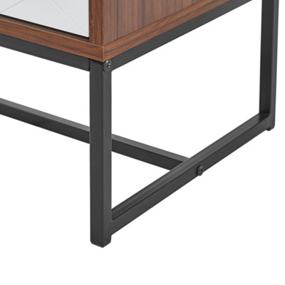 2 Drawer Bedside Table NUEVA Dark Brown/ White
