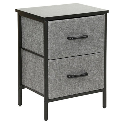 2 Drawer Fabric Chest of Drawers Wooden Top and Metal Frame Lightweight ...