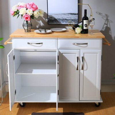 2 Drawer Kitchen Island Rolling Trolley Cart Storage Cabinet Shelves ...