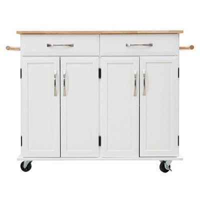 2 Drawer Kitchen Island Rolling Trolley Cart Storage Cabinet Shelves ...
