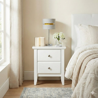 2 Drawers Bedside with Satin white finish