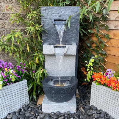 2 Fall Cascade Contemporary Mains Plugin Powered Water Feature