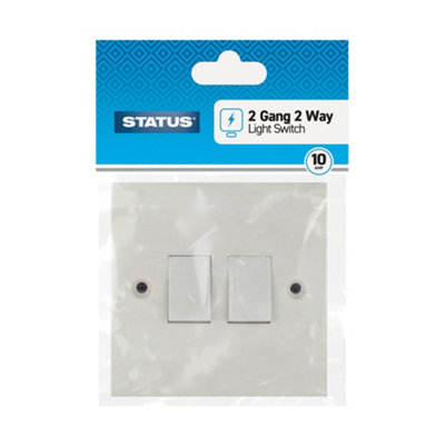 2 GANG 2 WAY LIGHT SWITCH WHITE 1 PK IN POLY BAG