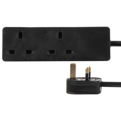 2 Gang Extension Lead, 3m, Black