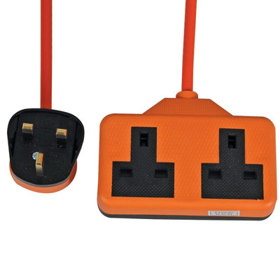 2 Gang Rubberised Plastic Extension Lead, 13A Orange - 15m | DIY at B&Q