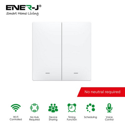 2 Gang Smart Push Button Mechanical Light Switch No Neutral Needed APP ...