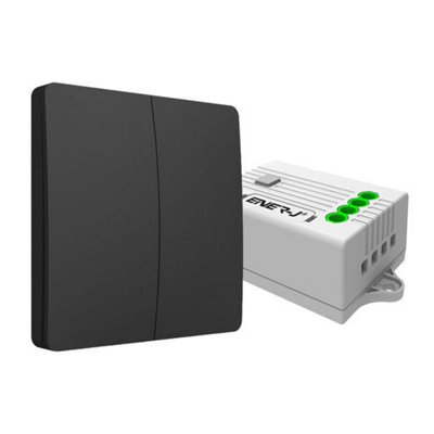 2 Gang Wireless Kinetic Switch, (Black Finish) + 2 x 500W RF Receiver