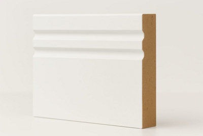 2 GROOVED MDF Skirting Board (L) 2400mm (H) 120mm (W) 17mm Undercoated ...