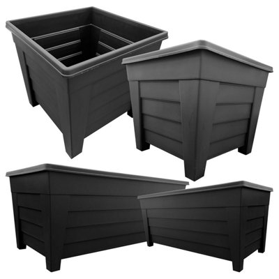 2 Grosvenor Troughs & 2 Grosvenor Black Planter Sets Ideal For Home ...