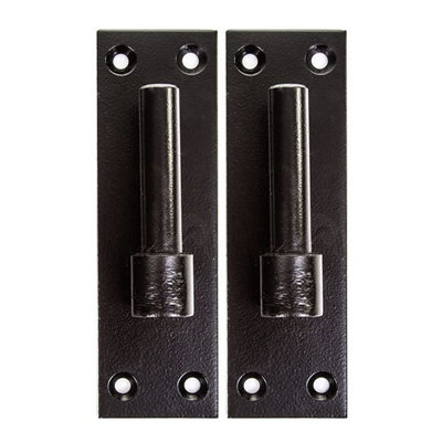 2 Heavy Duty Gate Hooks for Band Gate Hinge Brackets 12mm Pin Black
