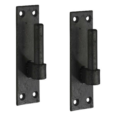2 Heavy Duty Gate Hooks for Band Gate Hinge Brackets 19mm Pin Black