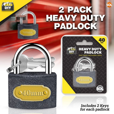 2 Heavy Duty Padlocks With Keys 40mm Padlocks Outdoor Heavy Duty Weatherproof Ideal for Shed Fence