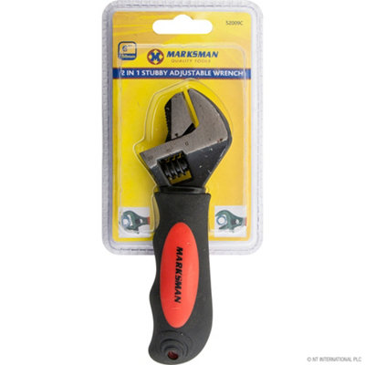 2 In 1 Adjustable Wrench Spanner Wide Mouth Pipe Plumbers Handle Hand ...