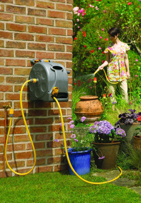 2 in 1 Compact Garden Hose Reel 25M Wall Mounted Portable Freestanding ...
