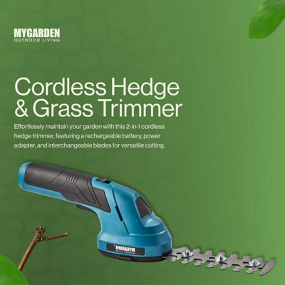 2 In 1 Cordless Electric Garden Handheld Trimmer Grass Shrubs Hedge Shear Cutter 7.2V