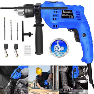 2-in-1 Electric Hammer Drill Variable Speed with 360 Rotating Handle