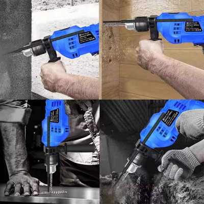 2-in-1 Electric Hammer Drill Variable Speed with 360 Rotating Handle