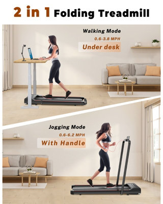 2-in-1 Electric Treadmill Under Desk Walking Pad with Bluetooth& Remote ...
