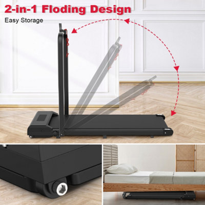 2 in 1 Folding Treadmill, Under Desk Electric Treadmill, Walking and ...