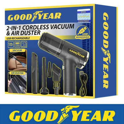 2-in-1 Goodyear Cordless Vacuum Air Duster USB Rechargeable Portable ...