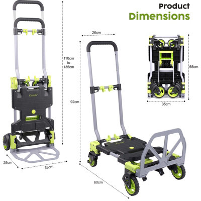 2-in-1 Hand Sack Truck Trolley, Folding Platform Cart Dolly, 120kg Load ...