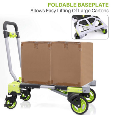 2-in-1 Hand Sack Truck Trolley, Folding Platform Cart Dolly, 120kg Load ...