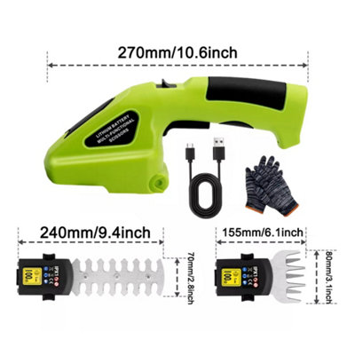 2 in 1 Hedge Trimmer Cordless Electric 7.2V Handheld Multi Tool Bush ...