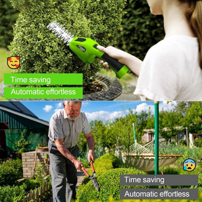 2 in 1 Hedge Trimmer Cordless Electric 7.2V Handheld Multi Tool Bush ...