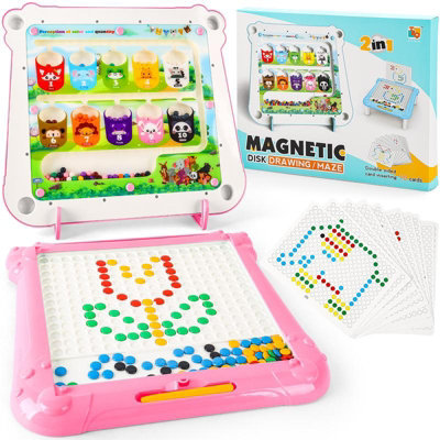 2 in 1 Magnetic Disk Drawing Maze Puzzle Table Toy Double Sided Card ...