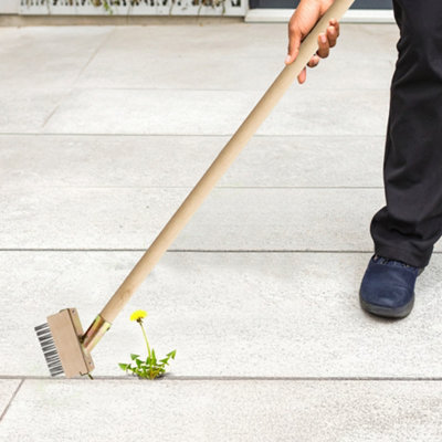 2 In 1 Patio Cleaning Wire Brush Block Paving Weed Scraper Rake Spike ...