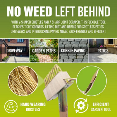 2 In 1 Patio Cleaning Wire Brush Block Paving Weed Scraper Rake Spike ...