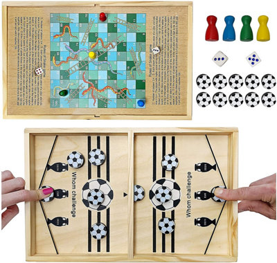2-in-1 Portable Board Game Set, Fast Sling Puck Game & Snakes and ...